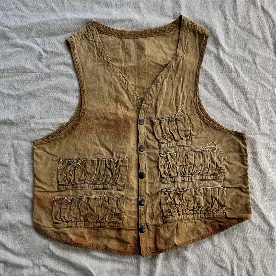 Vintage 1950s Waxed Canvas Hunting Vest L Tan Snap up Made in USA - Etsy