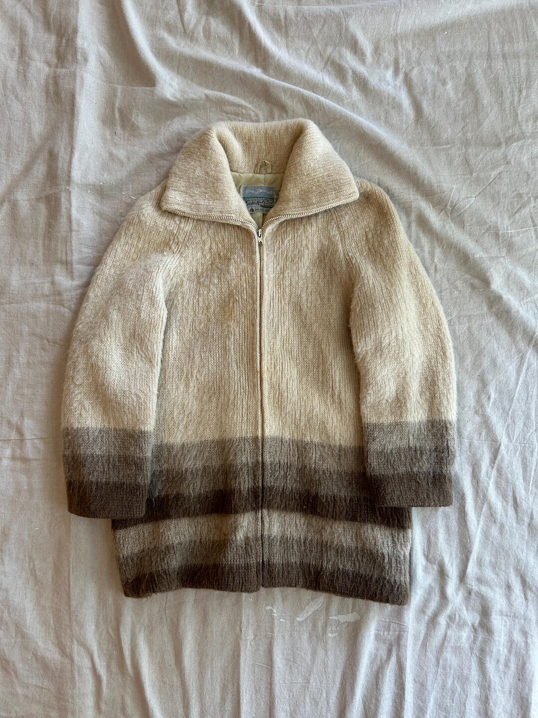 Vintage 80s Eider Knit 100% Pure Icelandic Wool Sweater Jacket S Hairy ...