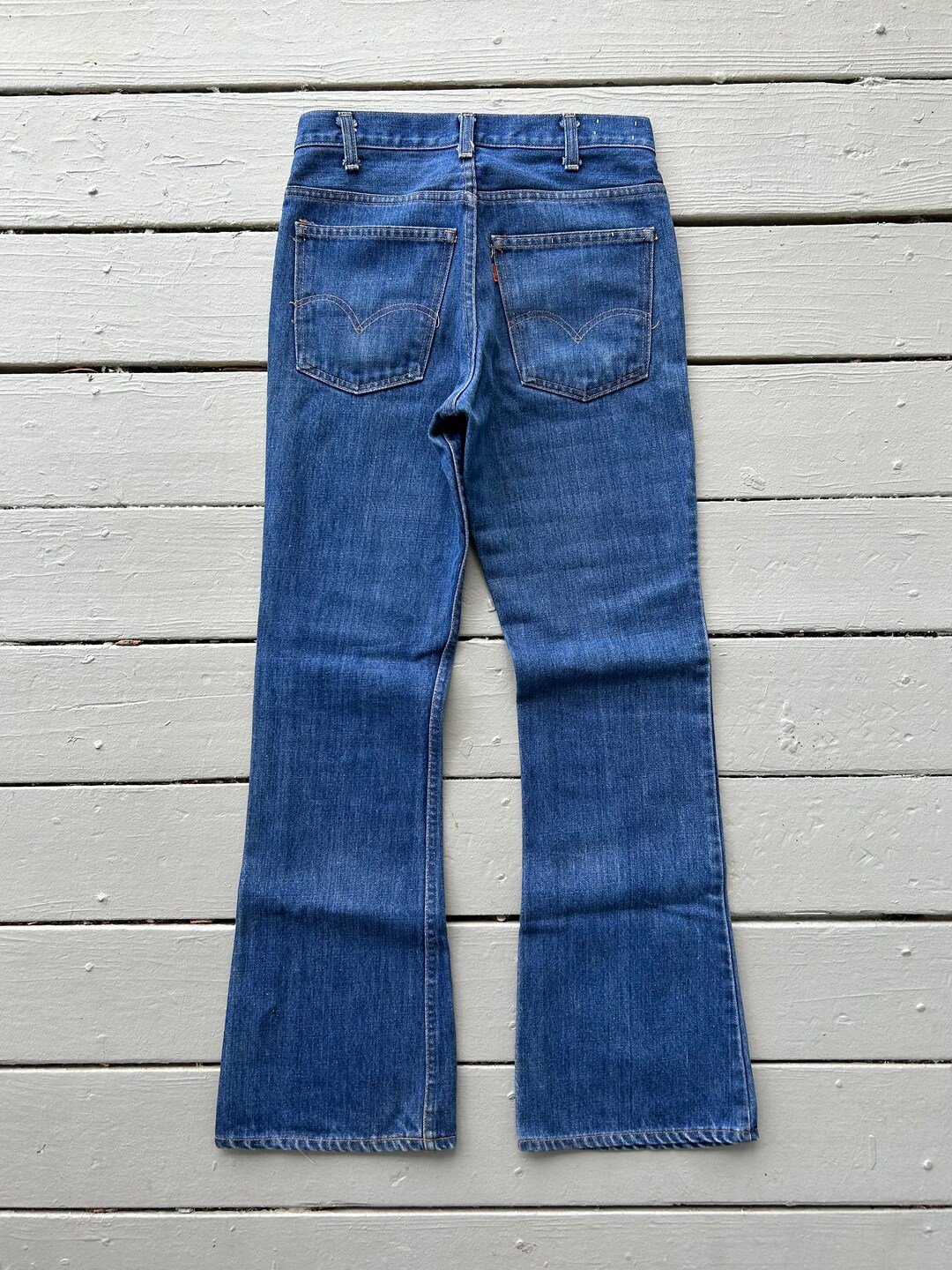 Vintage 70s Levis 646 Bell Bottom Jeans 29x31 Dark Denim Orange Tab Flared Made in USA - Etsy