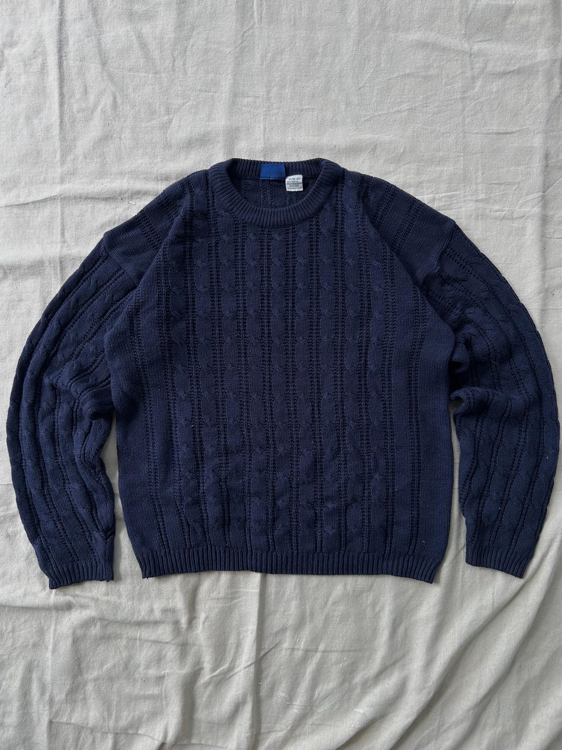 Vintage 90s Fast Breakers Cable Knit Sweater XL Navy - Etsy