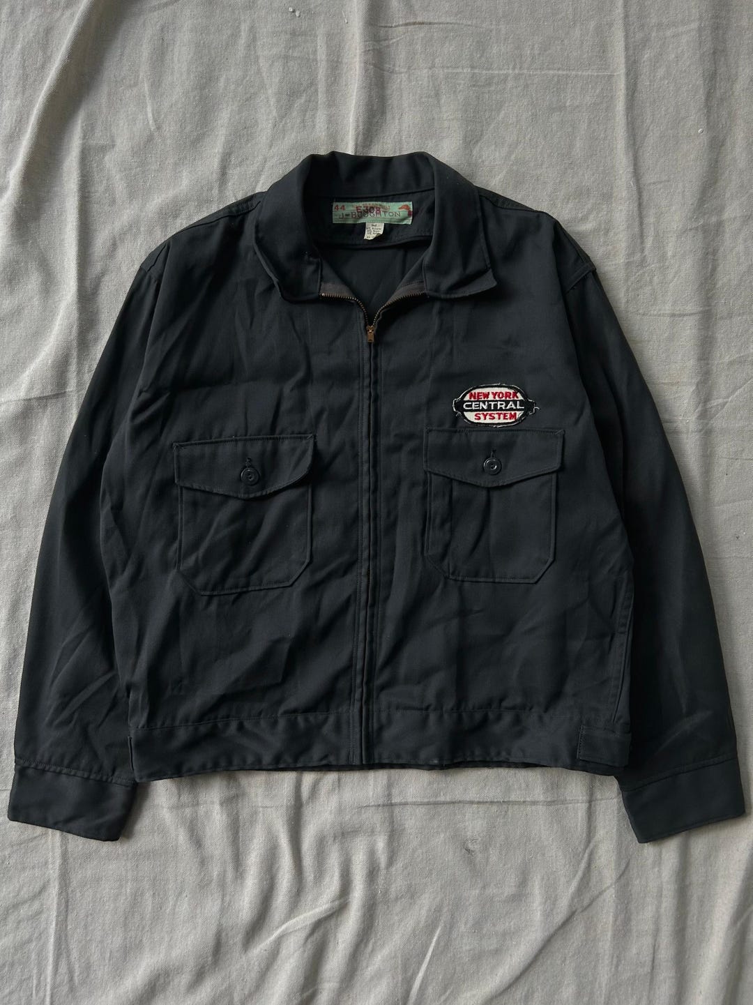 Vintage 1960s Rayon Blend Work Jacket L Grey New York Central System ...