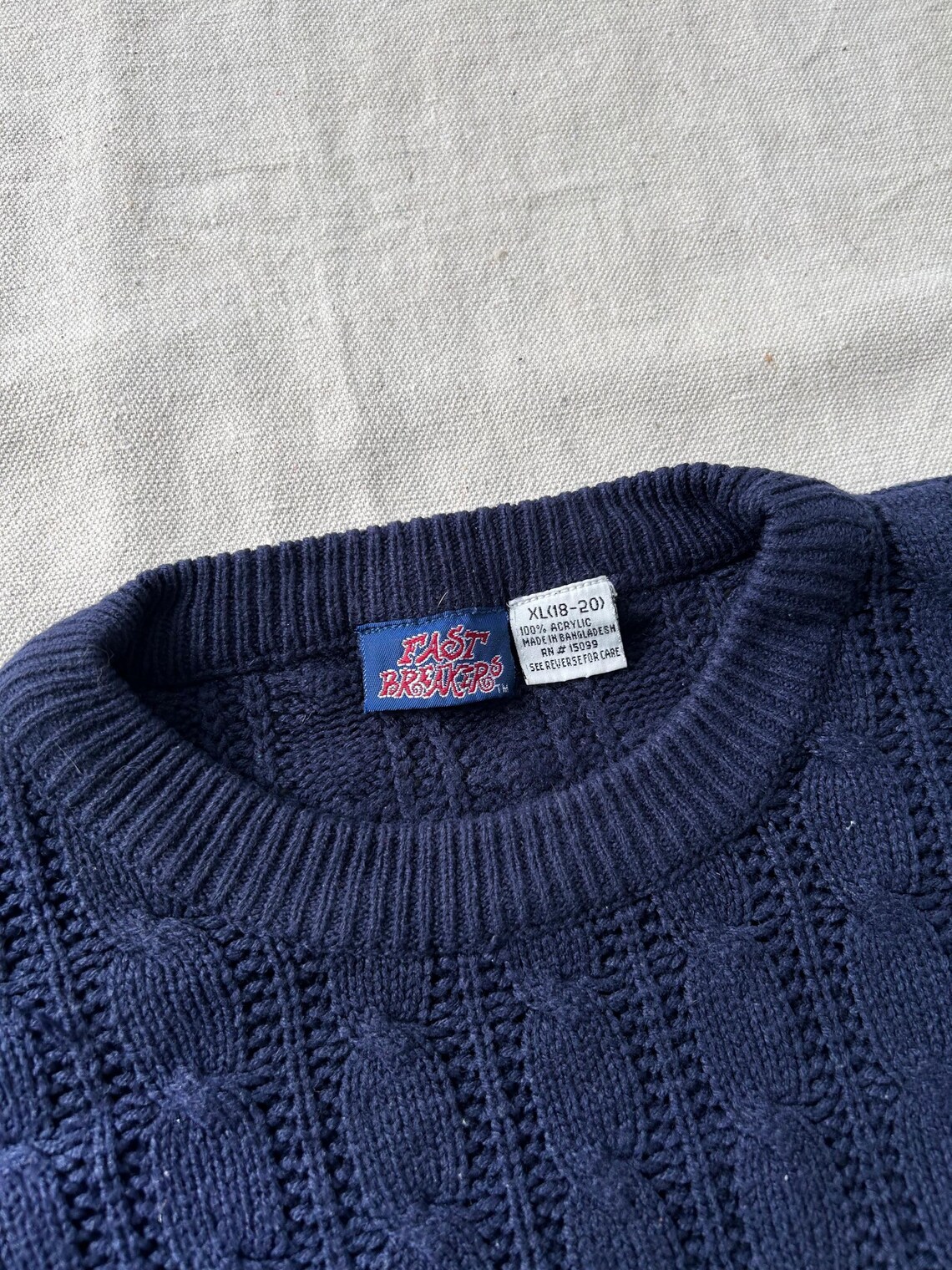 Vintage 90s Fast Breakers Cable Knit Sweater XL Navy - Etsy