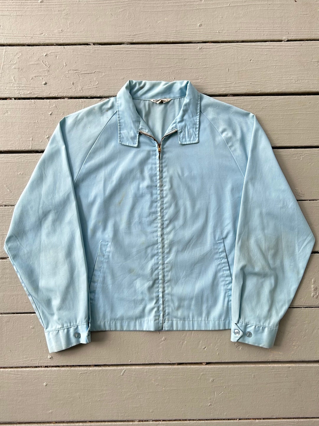 Vintage 60s Campus Harrington Jacket (L) Light Blue Made in USA Coach ...