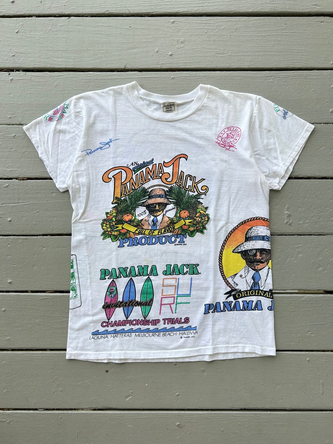 Vintage 80s Panama Jack T Shirt (one Size) White All Over Print ...
