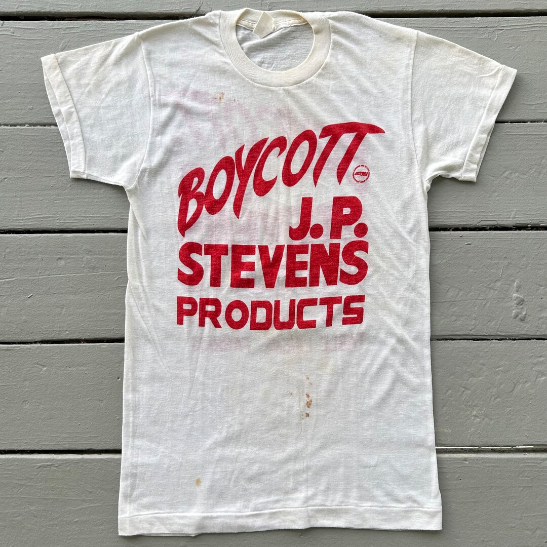 Vintage 70s Boycott J.P. Stevens Products T Shirt M Historical Protest ...