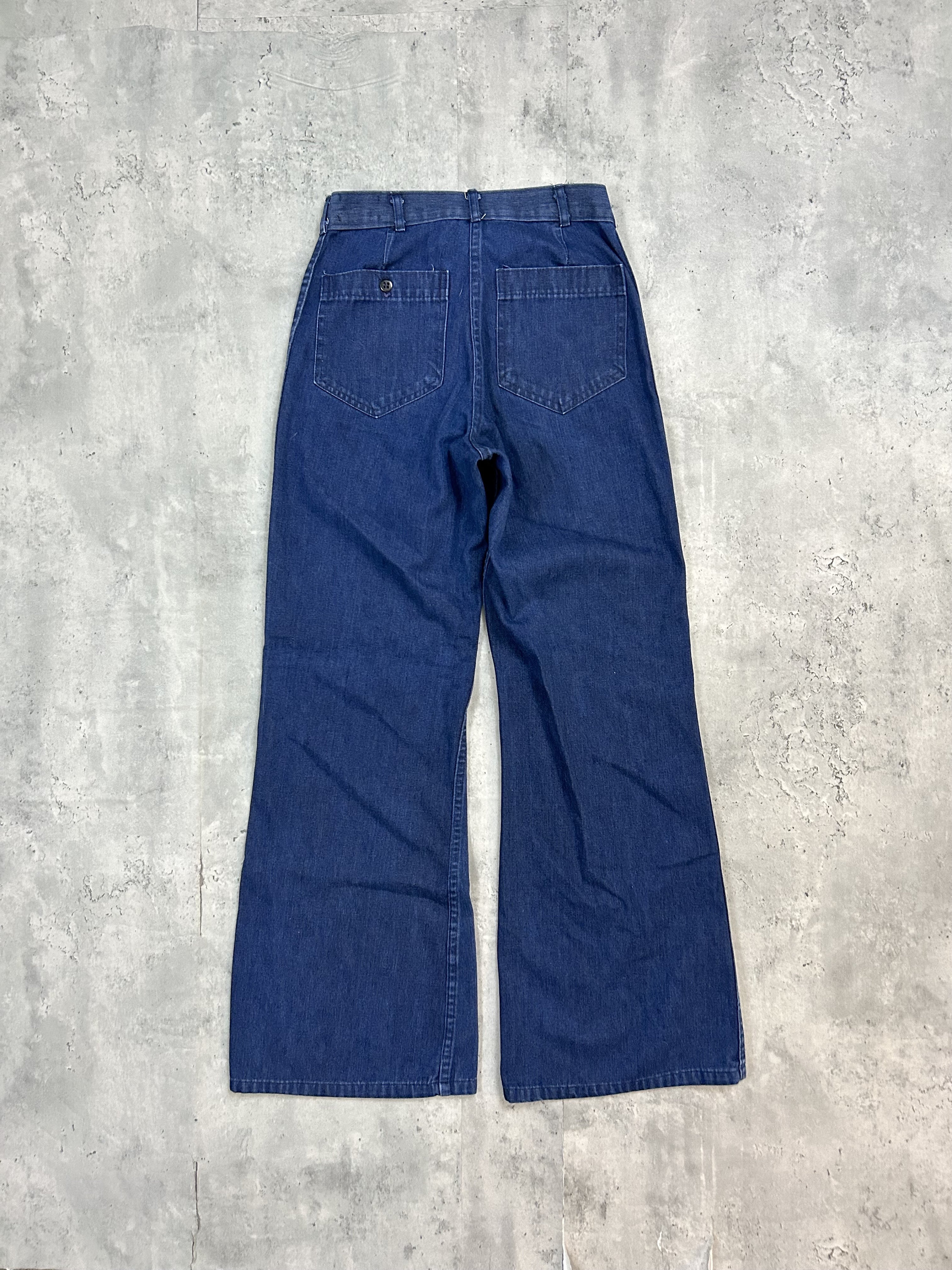 Vintage 80s USN Denim Bell Bottoms Dungarees Jeans 28x30 Dark Flared ...