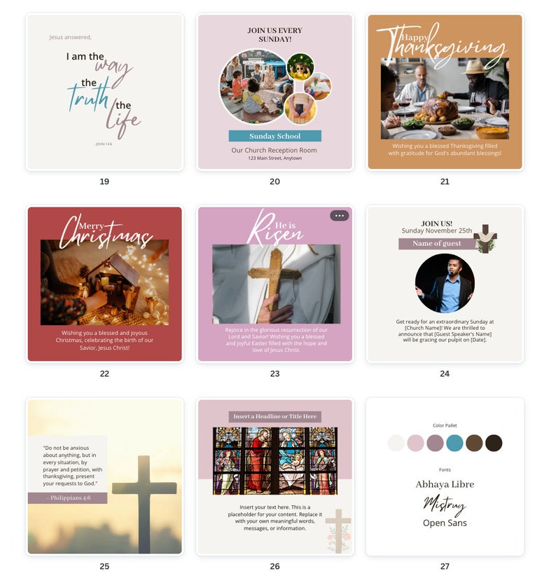 Church Social Media Post Canva Template Graphics Square Story Instagram ...