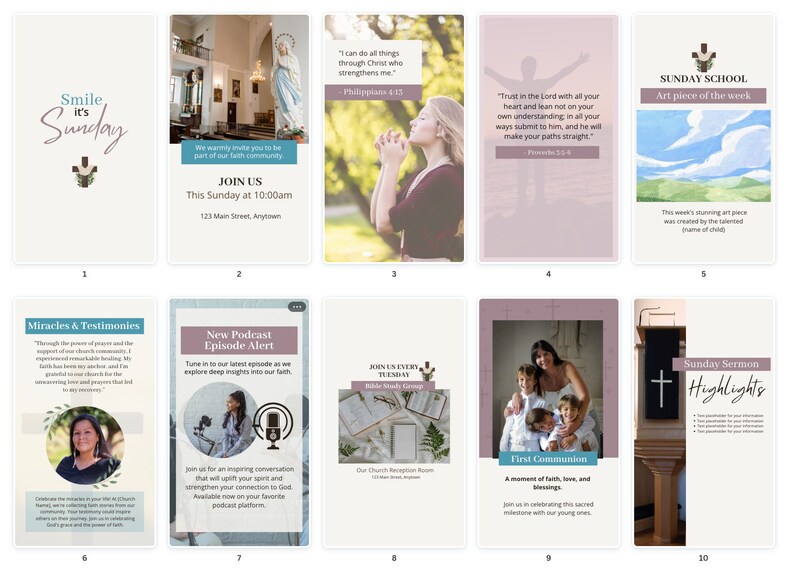 Church Social Media Post Canva Template Graphics Square Story Instagram ...