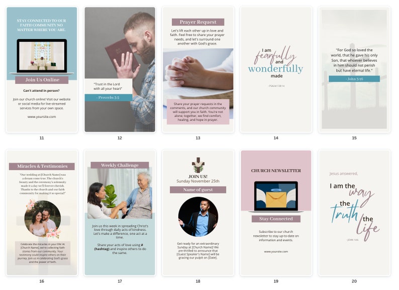 Church Social Media Post Canva Template Graphics Square Story Instagram ...
