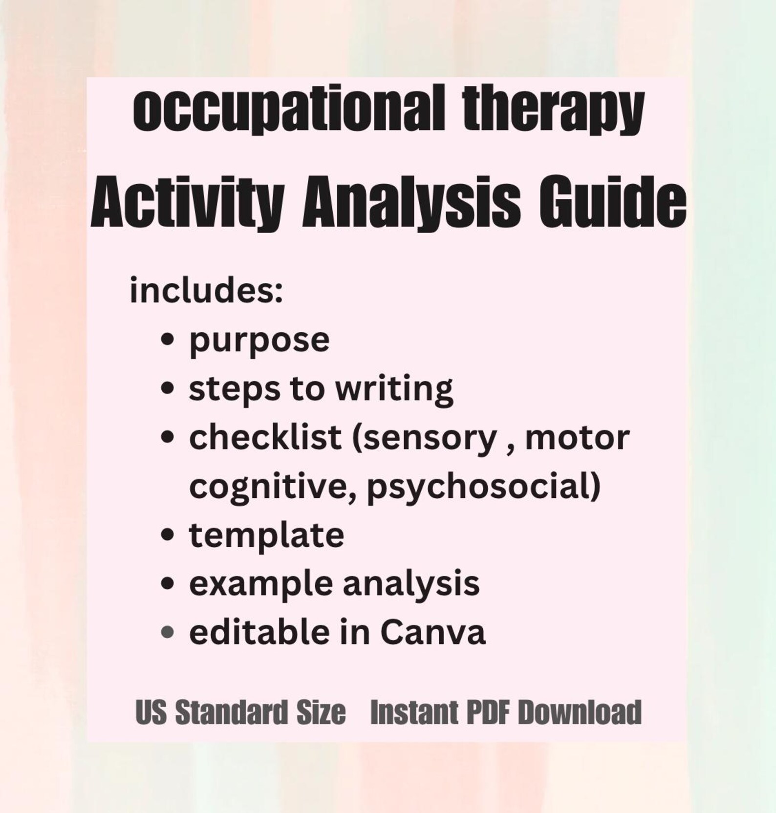 Activity Analysis Template: OT Guide & Checklist (digital Download) - Etsy