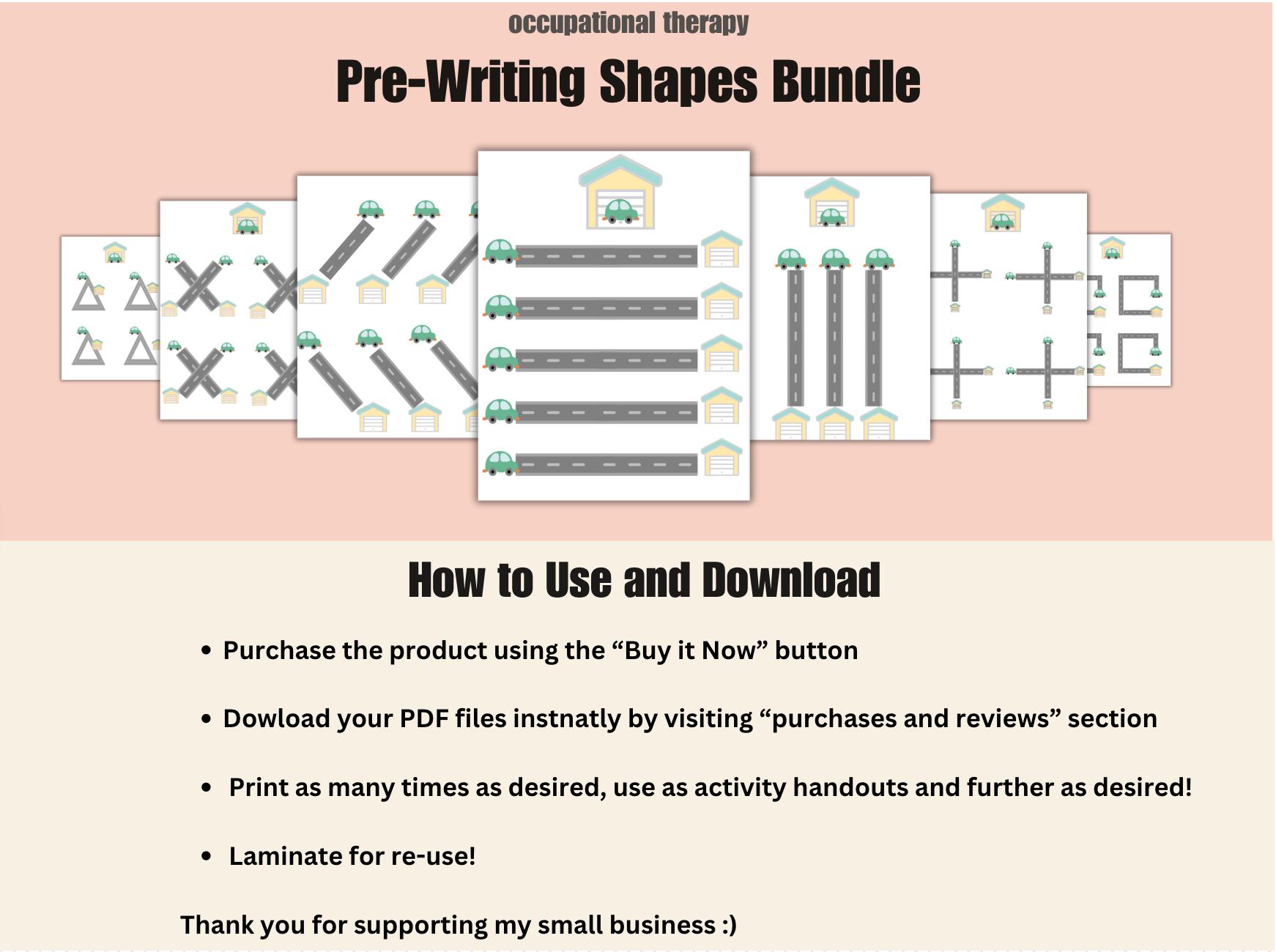 Pre-writing Shapes Activity, Craft, Tracing, Copying, School ...
