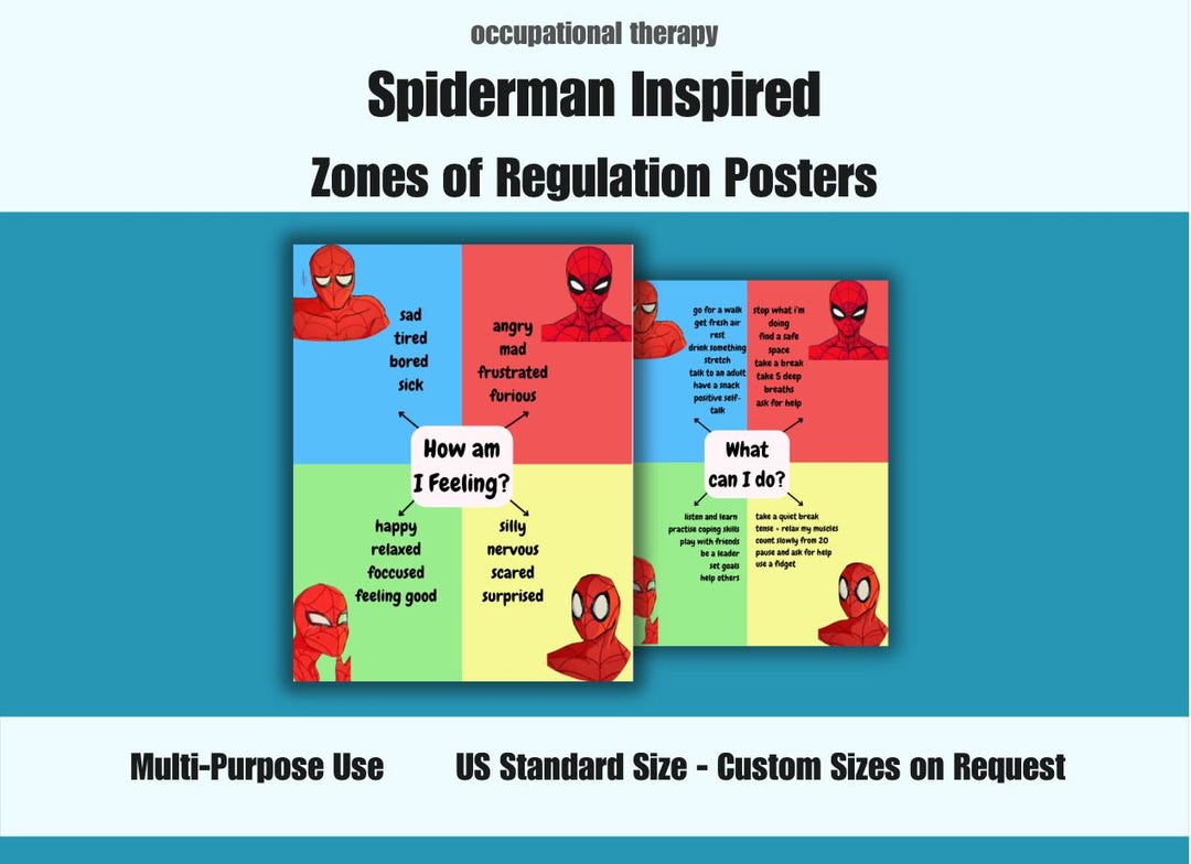 Spiderman Zones of Regulation Posters, Emotions Toolkit, Zones , OT - Etsy