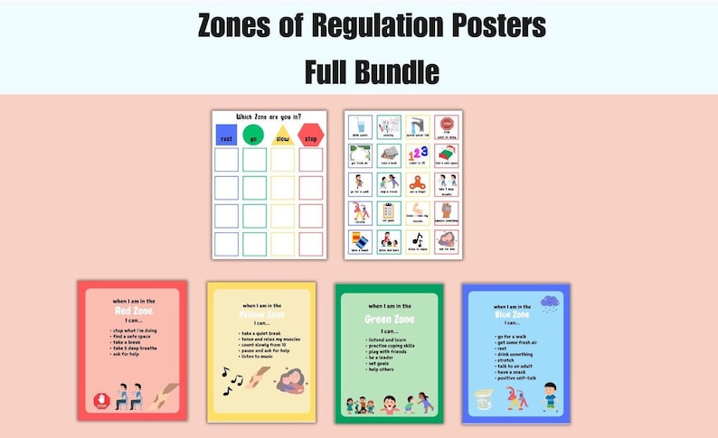 Zones of Regulation Poster, Displays, Self Regulation Cards, Chart ...