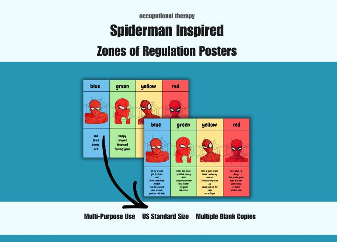 Zones of Regulation Spiderman, Posters, Worksheets, Pdfs, Emotions ...