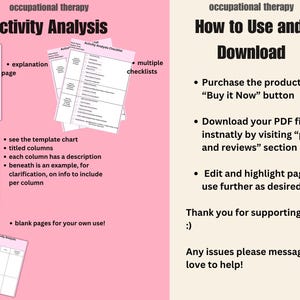 Activity Analysis Template: OT Guide & Checklist (digital Download) - Etsy