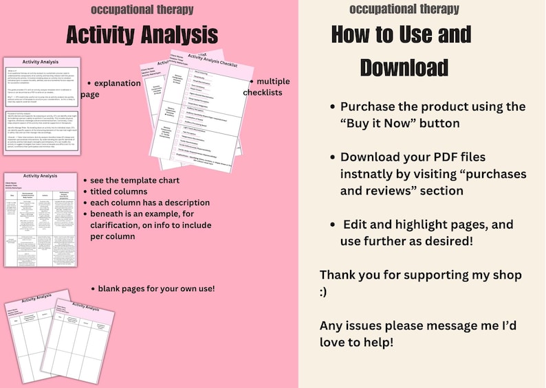Activity Analysis Template for Occupational Therapists/occupational ...