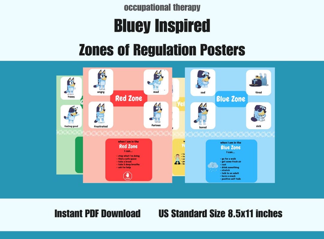 Zones of Regulation Bluey Poster, Self Regulation, Emotions Toolkit ...