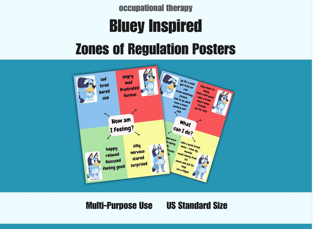 Zones of Regulation Bluey Poster, Self Regulation, Emotions Toolkit ...