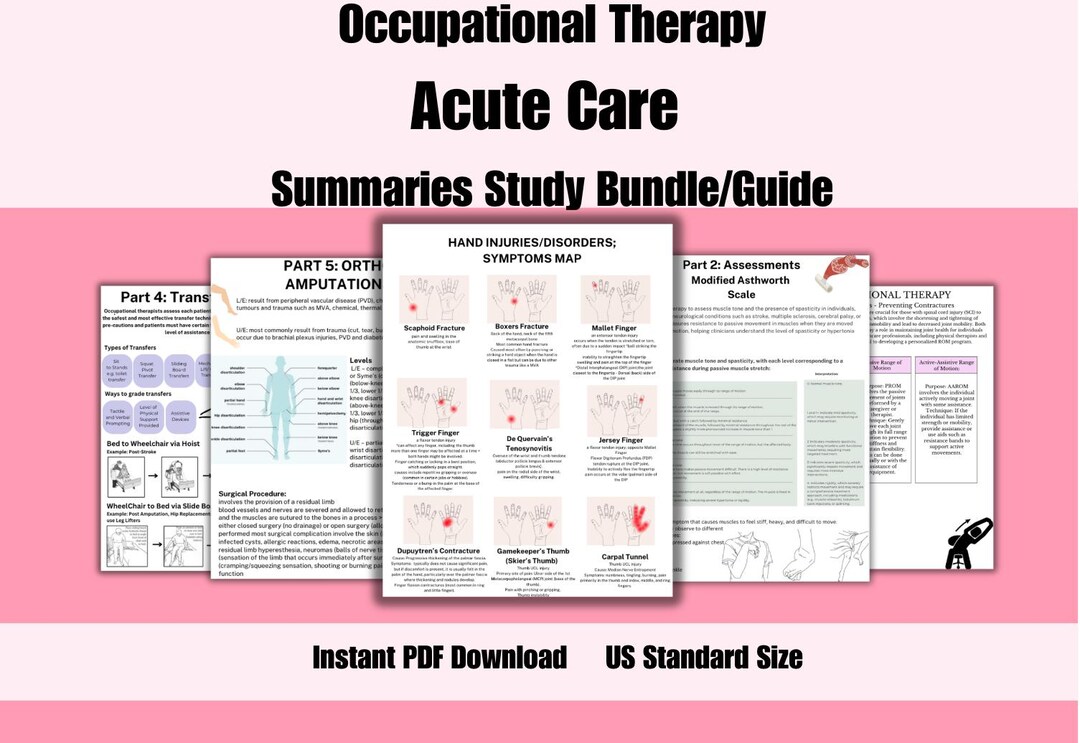 Acute Care Occupational Therapy Study Notes, Fieldwork, OT Student ...