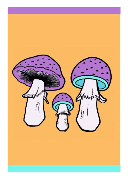 Vibrant Pop Art Mushroom Digital Poster - Etsy