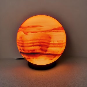 Elegant 6-inch Onyx Sphere Shape Lamp - Handcrafted Natural Stone Table ...