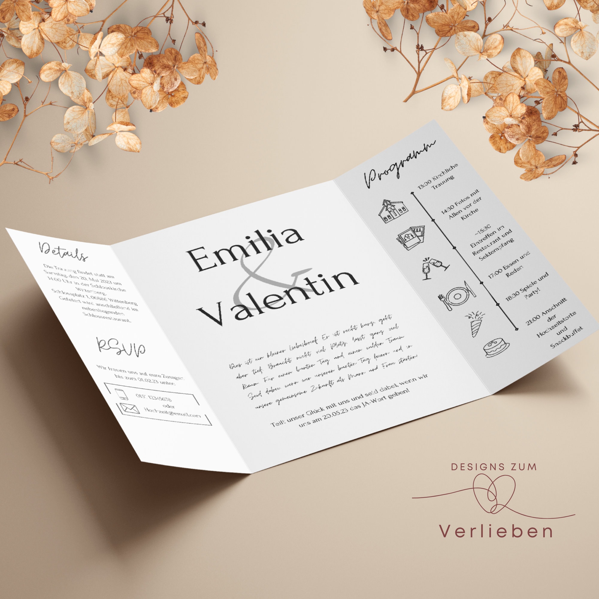 Wedding Invitation, Template German, Template, Wedding Template ...