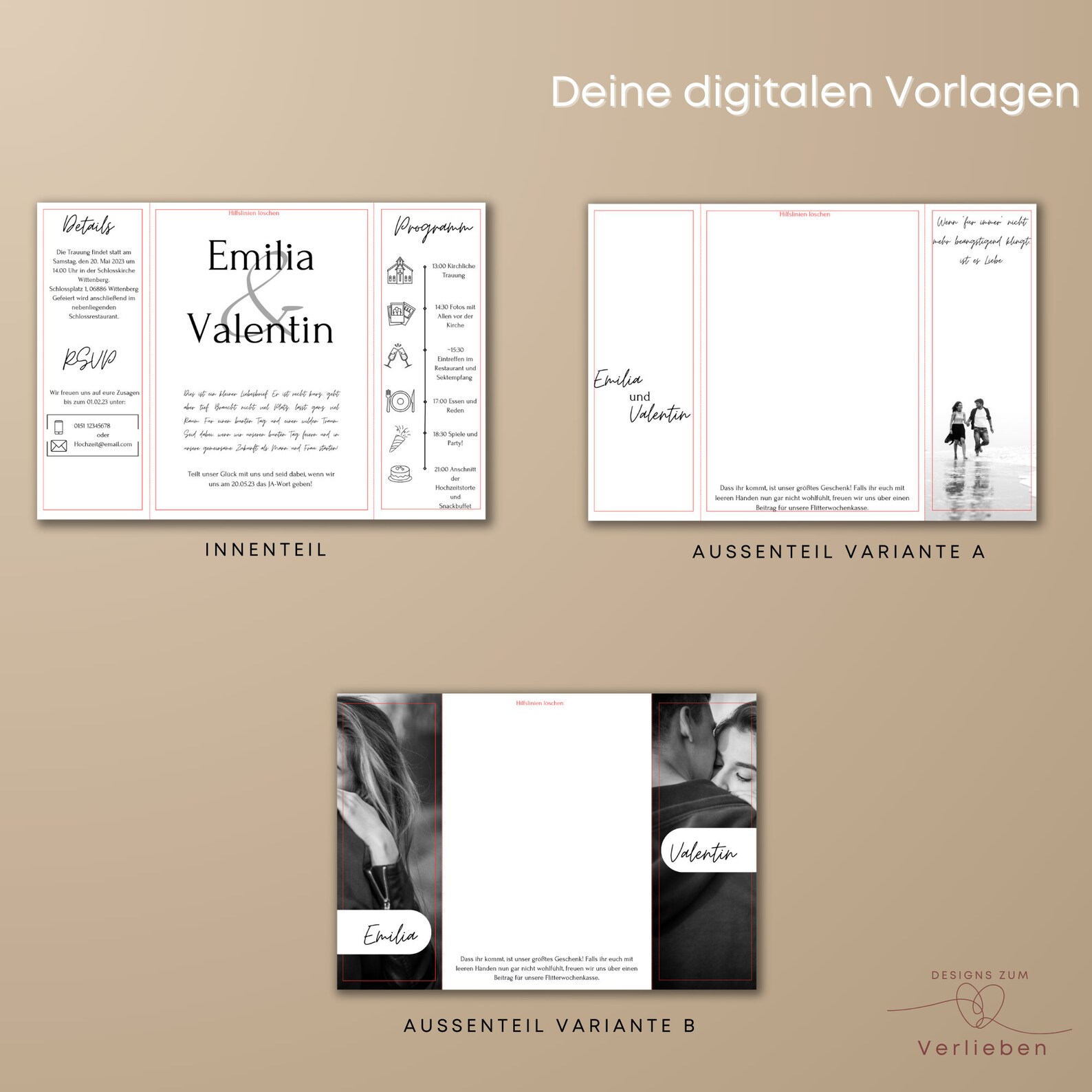 Wedding Invitation, Template German, Template, Wedding Template ...