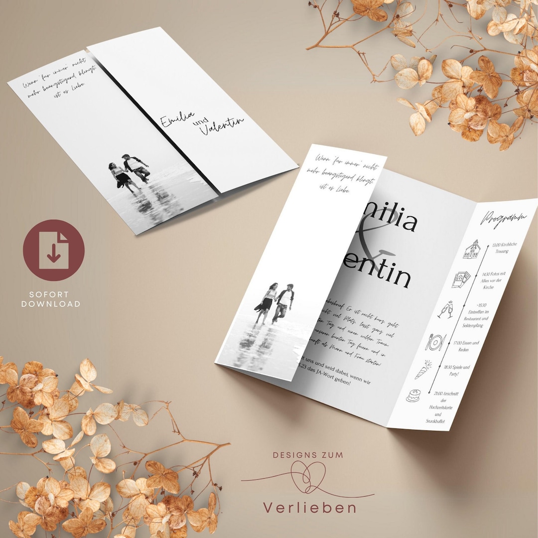 Wedding Invitation, Template German, Template, Wedding Template ...