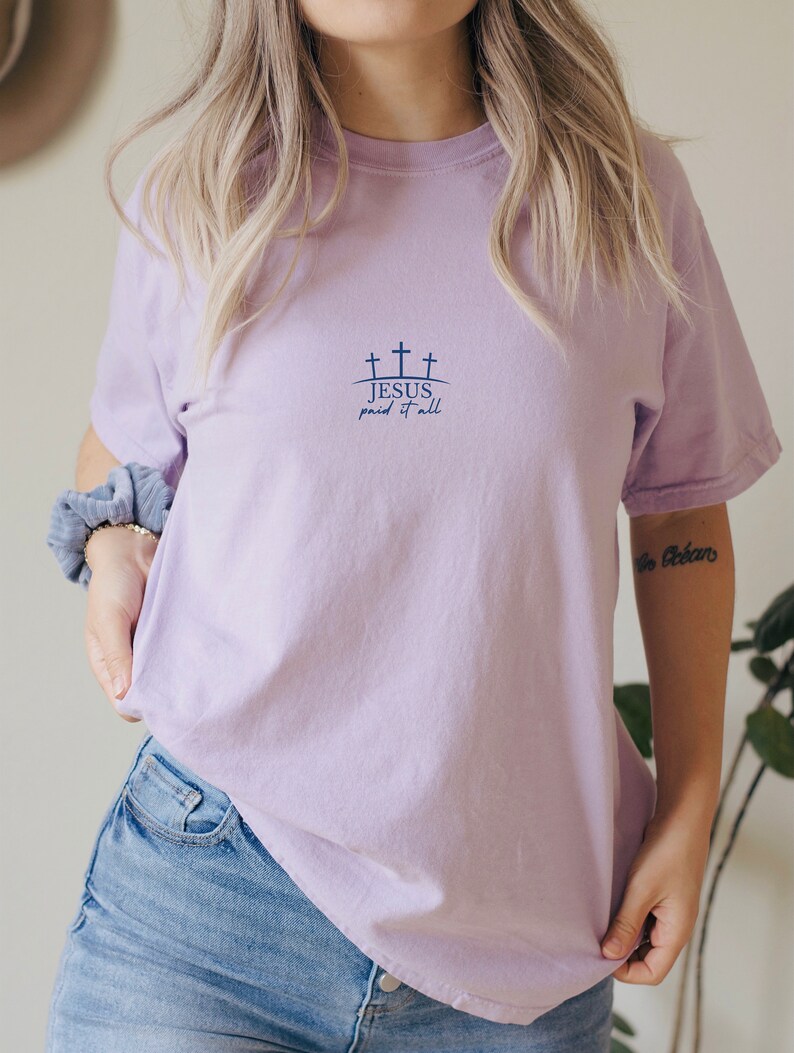 Jesus Paid It All Minimalist Easter Shirt He is Risen Cross Tee Jesus ...