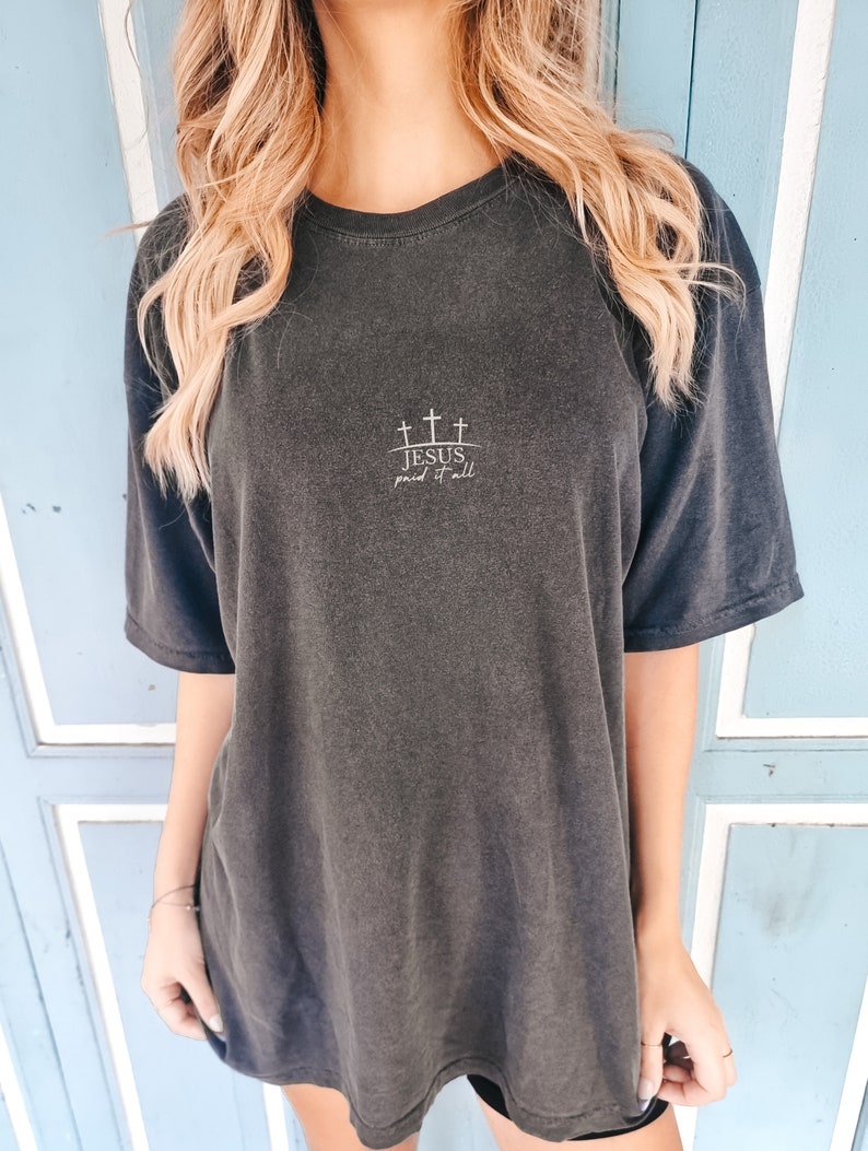 Jesus Paid It All Minimalist Easter Shirt He is Risen Cross Tee Jesus ...