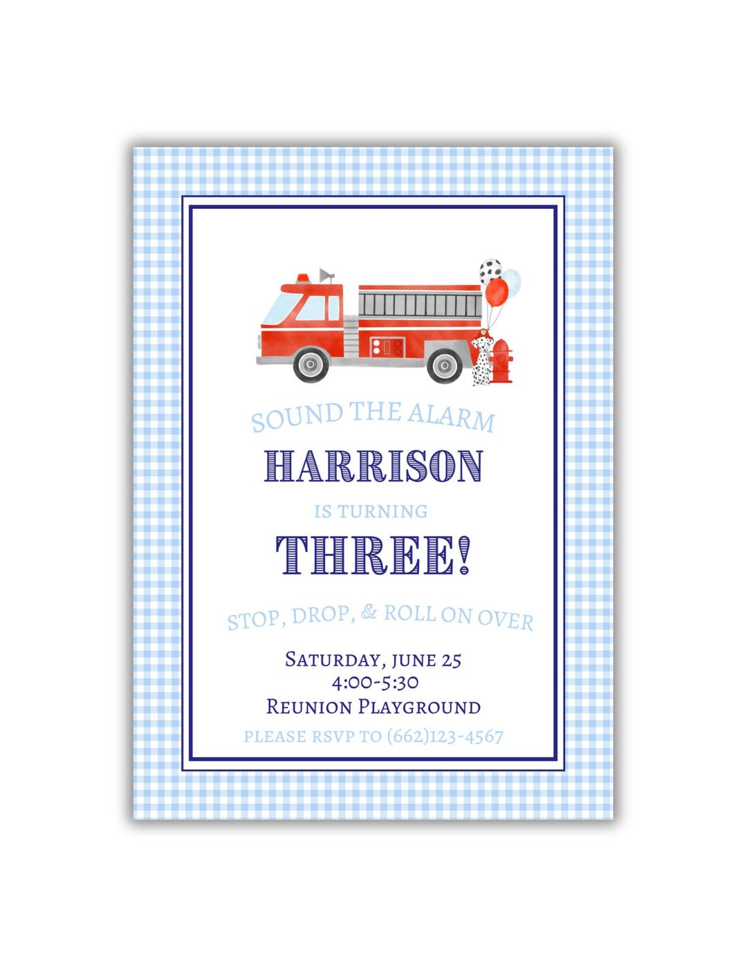 Firetruck, Firefighter, Fire Station Birthday Invitation- Custom Order ...