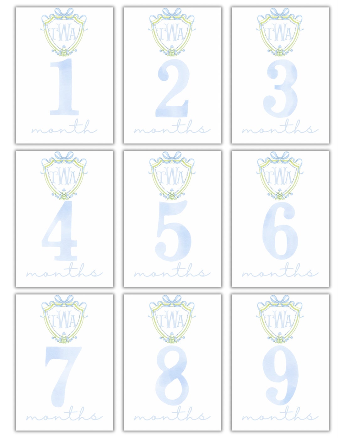 Monthly Milestone Cards Custom Initialed Crest - Etsy
