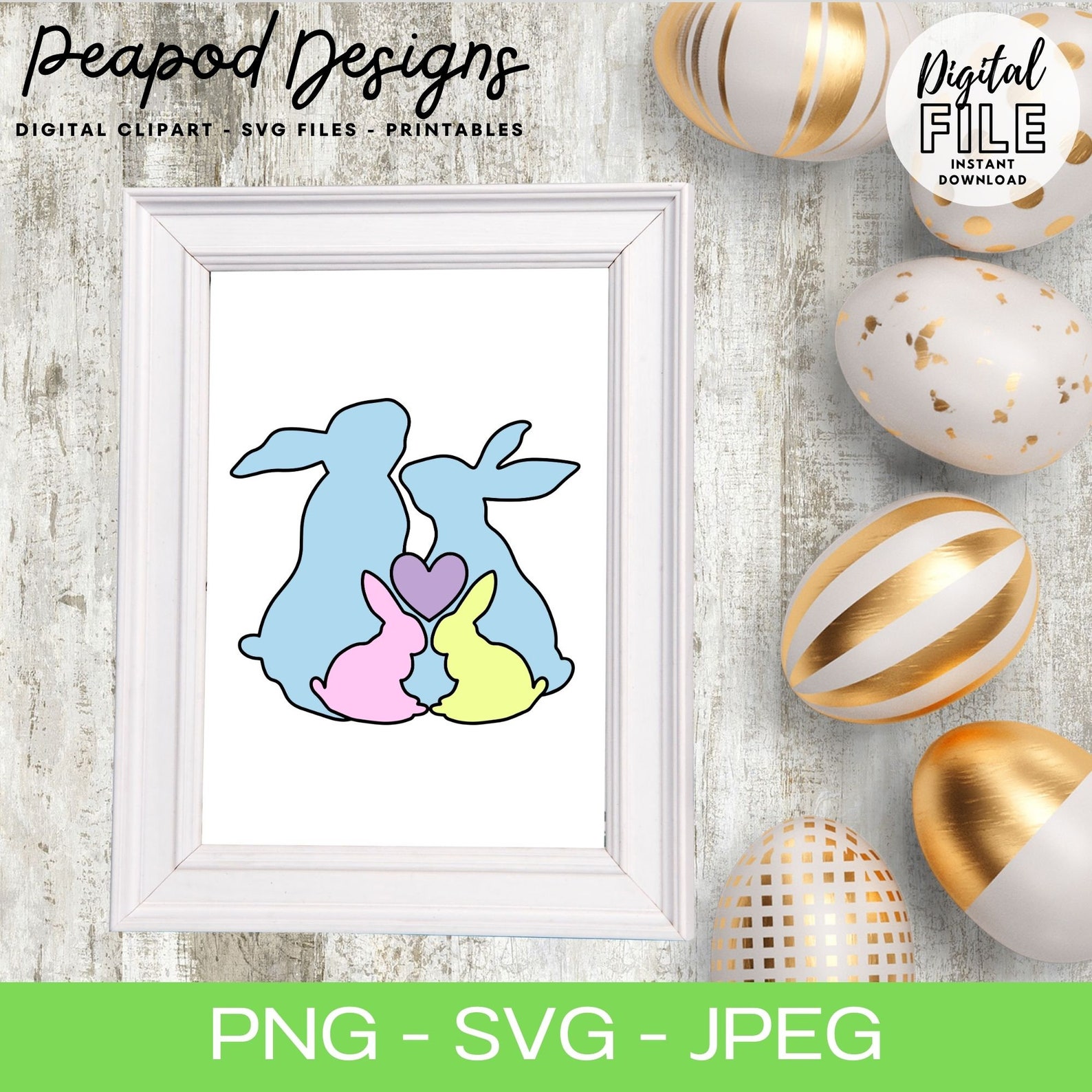 Bunny Family - Easter Bunny Family - SVG PNG JPEG - Digital Clipart ...