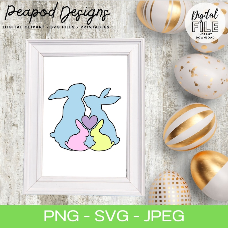 Bunny Family - Easter Bunny Family - SVG PNG JPEG - Digital Clipart ...