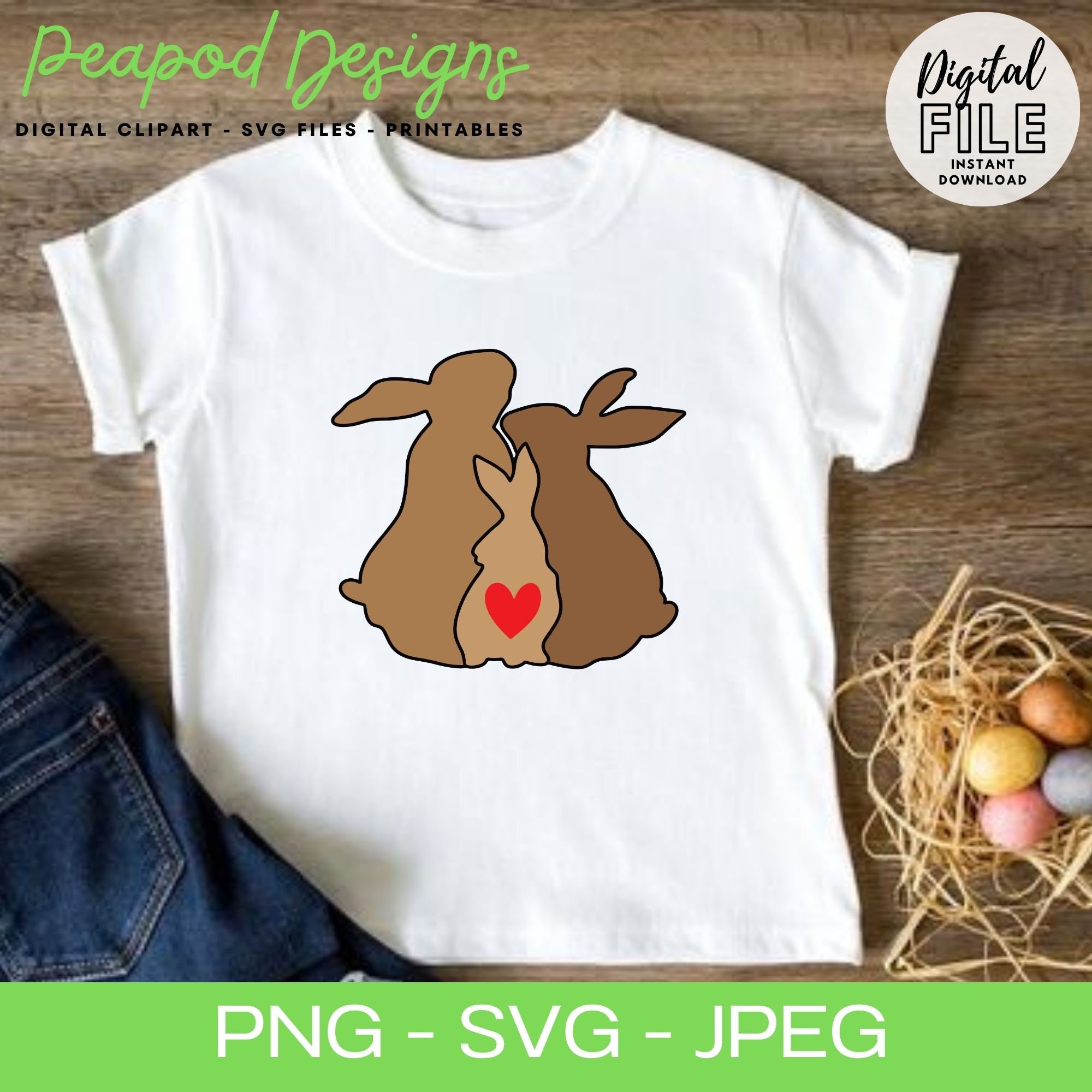 Bunny Family Easter Clipart SVG PNG JPEG Digital Clipart Instant ...