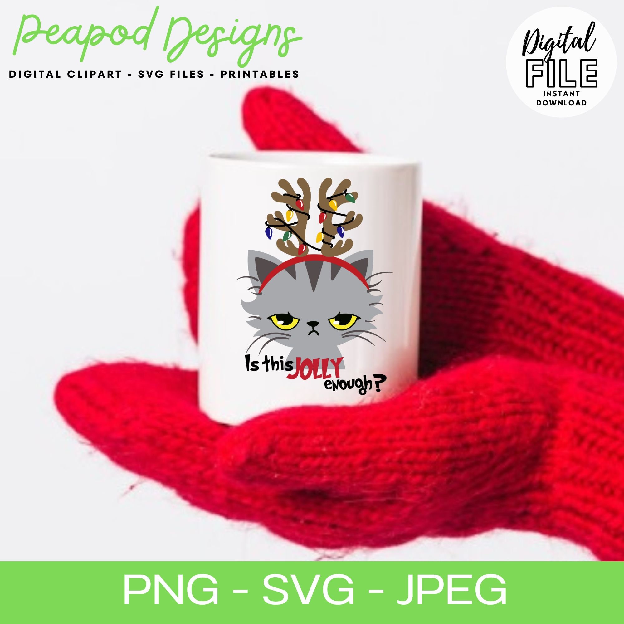 Is This Jolly Enough? - Grumpy Cat - Christmas Pets - SVG PNG JPG ...