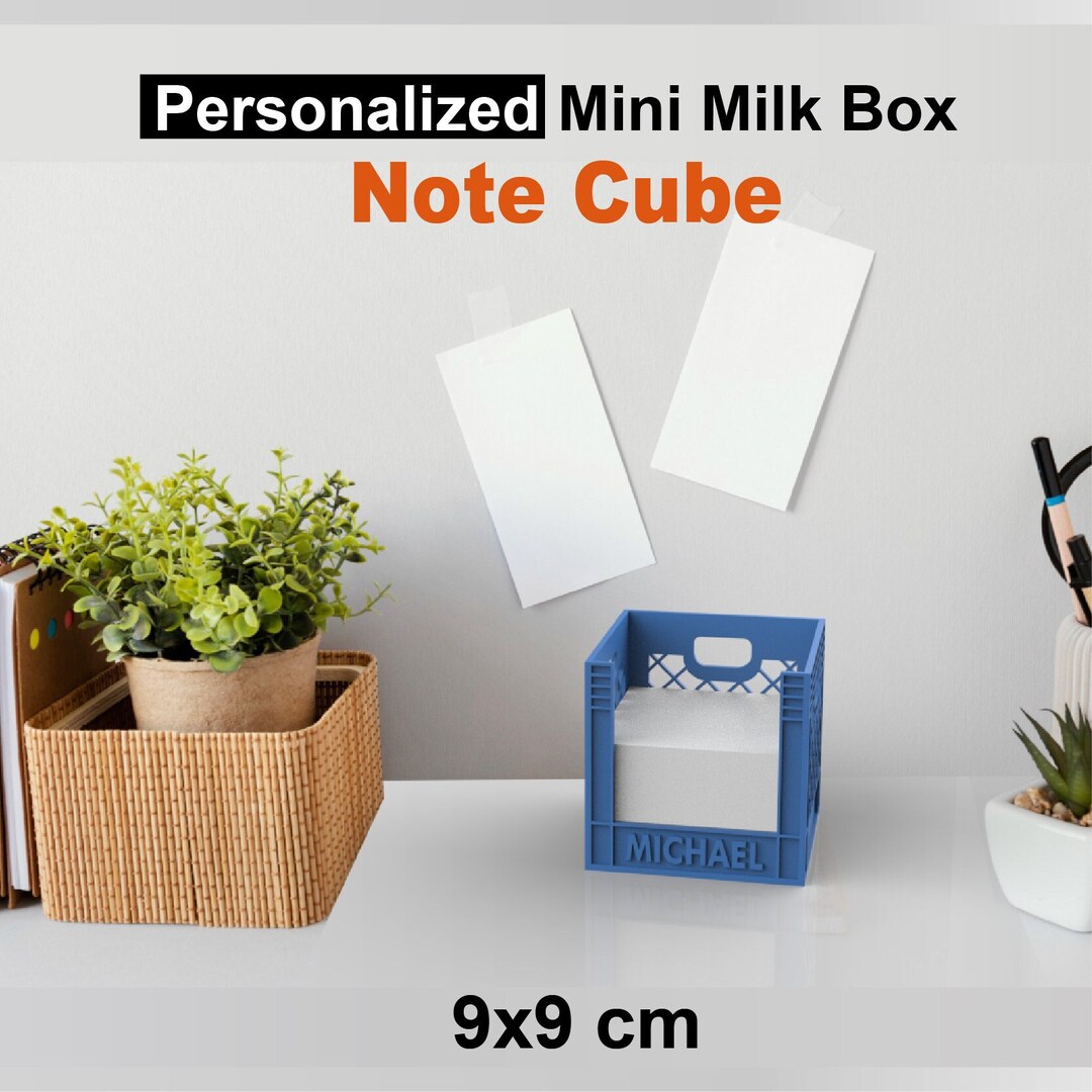 Personalized Mini Milk Note Cube Box, Custom 3D Design for Office Gift ...