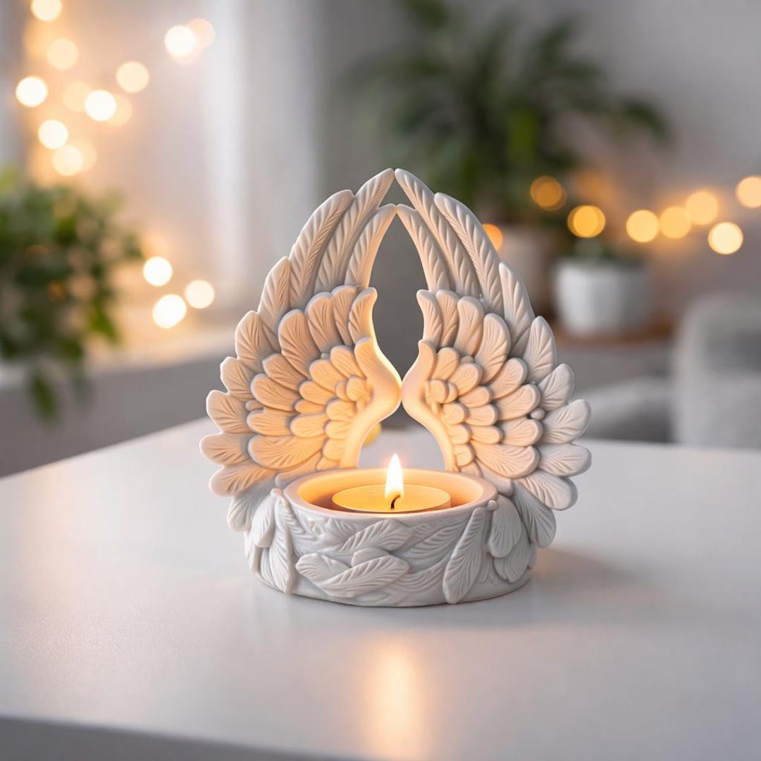 Angel Wings Candle Holder | Christmas Guardian Angel Figurine | Lucky ...