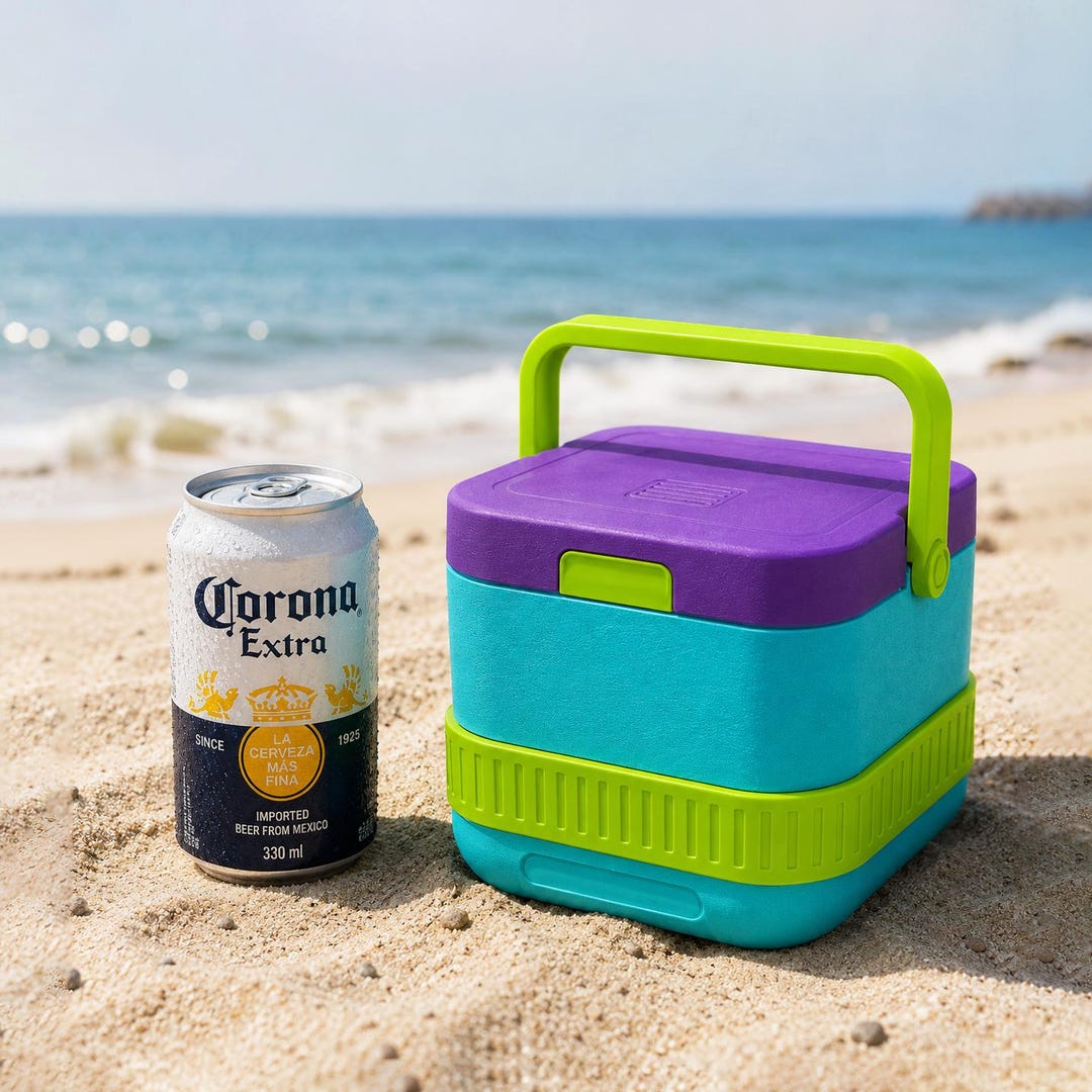 Mini Can Cooler Caddy | Portable Four Can Beverage Holder - Beach ...