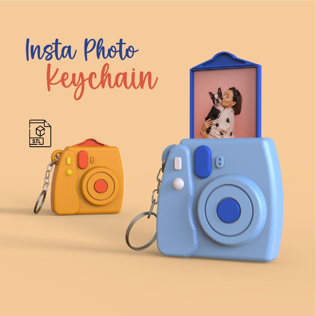 Insta Photo Camera Keychain, 3D Custom Keyring, for Cam Lover, Bag ...