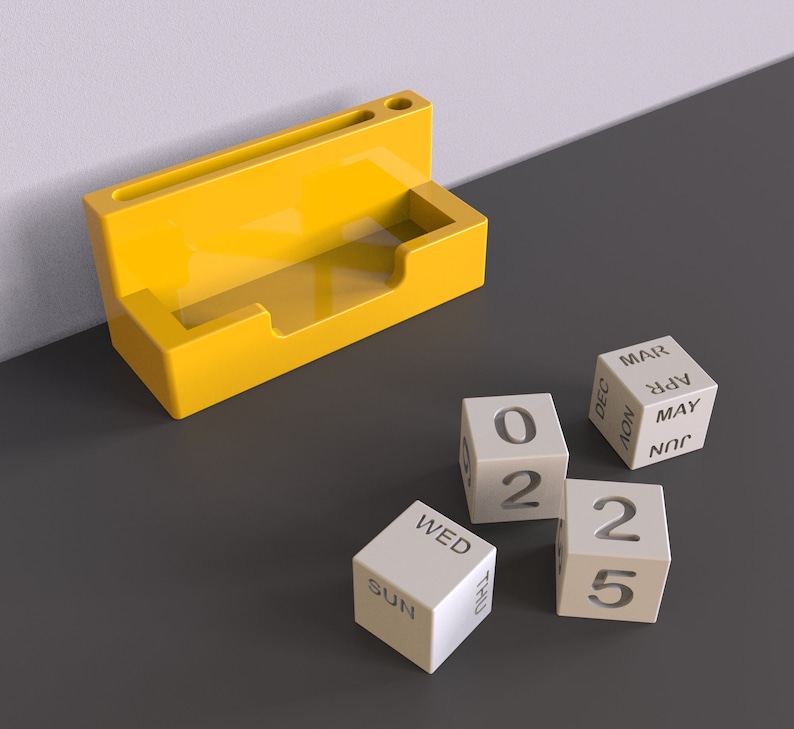 Perpetual Desk Block Calendar, Desk Organiser, Pen Holder, Perfect for ...