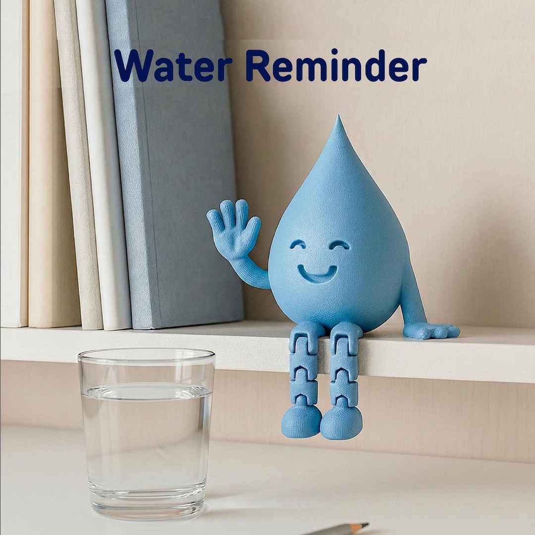 Water Reminder Figure | Flexi Hydration Drop Desk Decor | Articulated ...