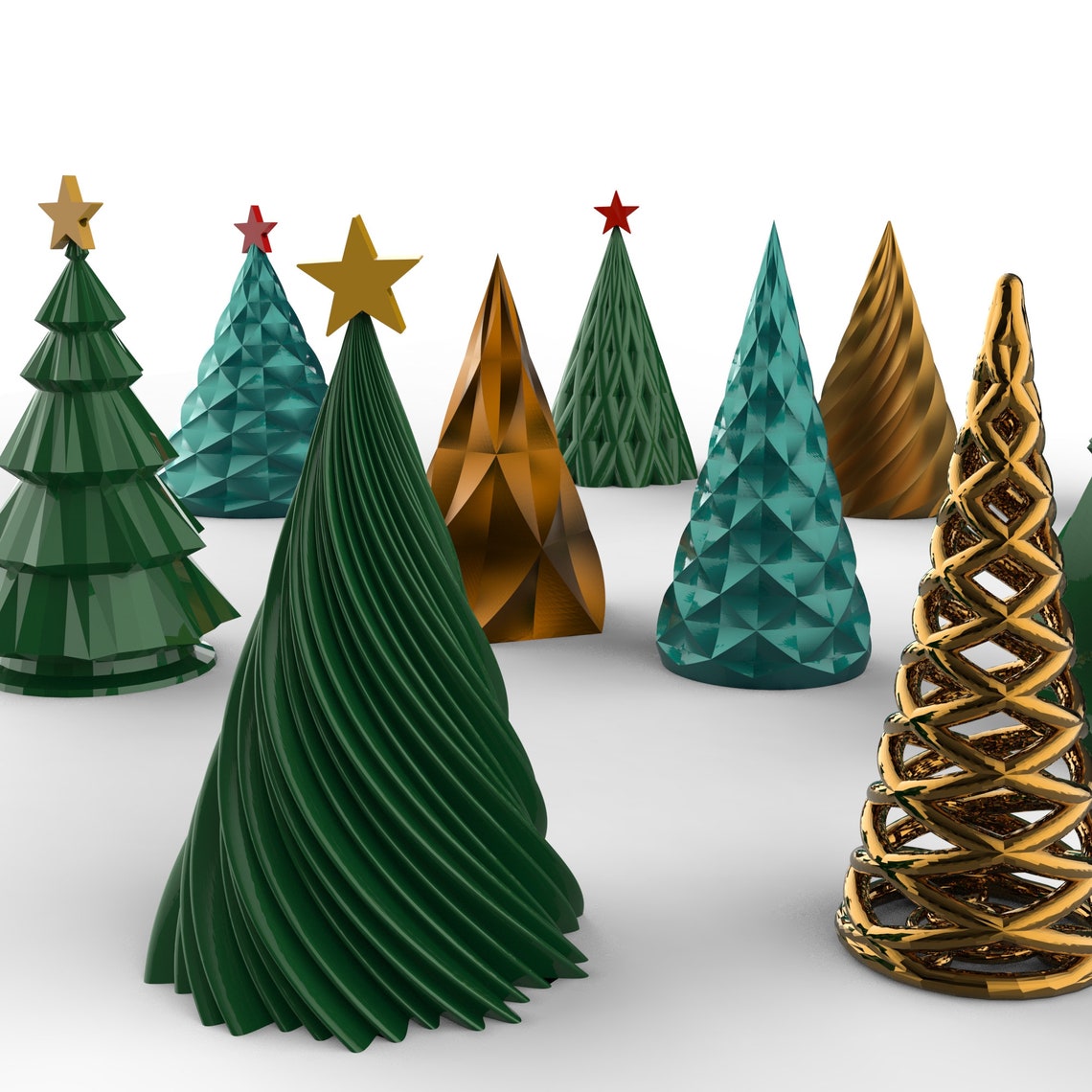 3D Christmas Tree Bundle | 10 Pcs. Miniature Holiday Trees | Festive ...