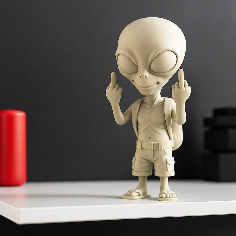 Funny Alien Figure | Middle Finger Alien Statue | Rude Sci-fi Decor ...