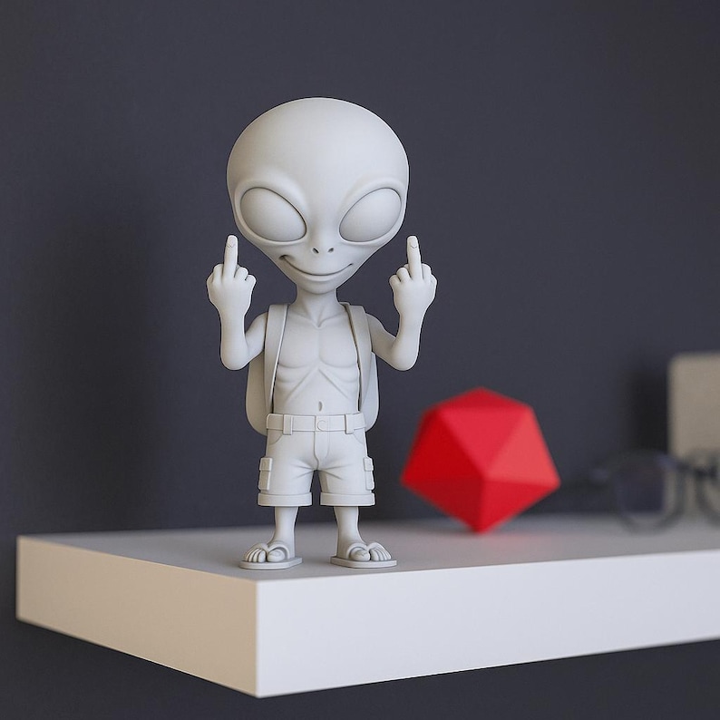 Funny Alien Figure | Middle Finger Alien Statue | Rude Sci-fi Decor ...