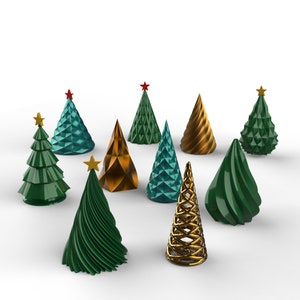 3D Christmas Tree Bundle | 10 Pcs. Miniature Holiday Trees | Festive ...