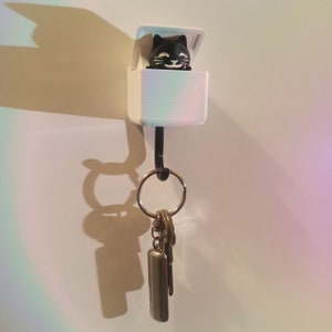 Cute Cat Motion Key Holder, Cat Hook Keychain for Wall, Creative Key ...
