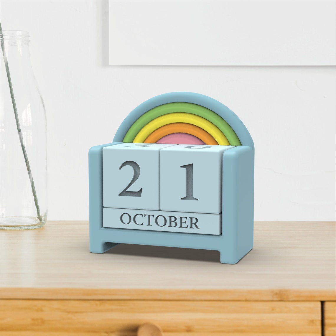 Rainbow Perpetual Desk Calendar, Small Block Calendar, Cute Pattern ...