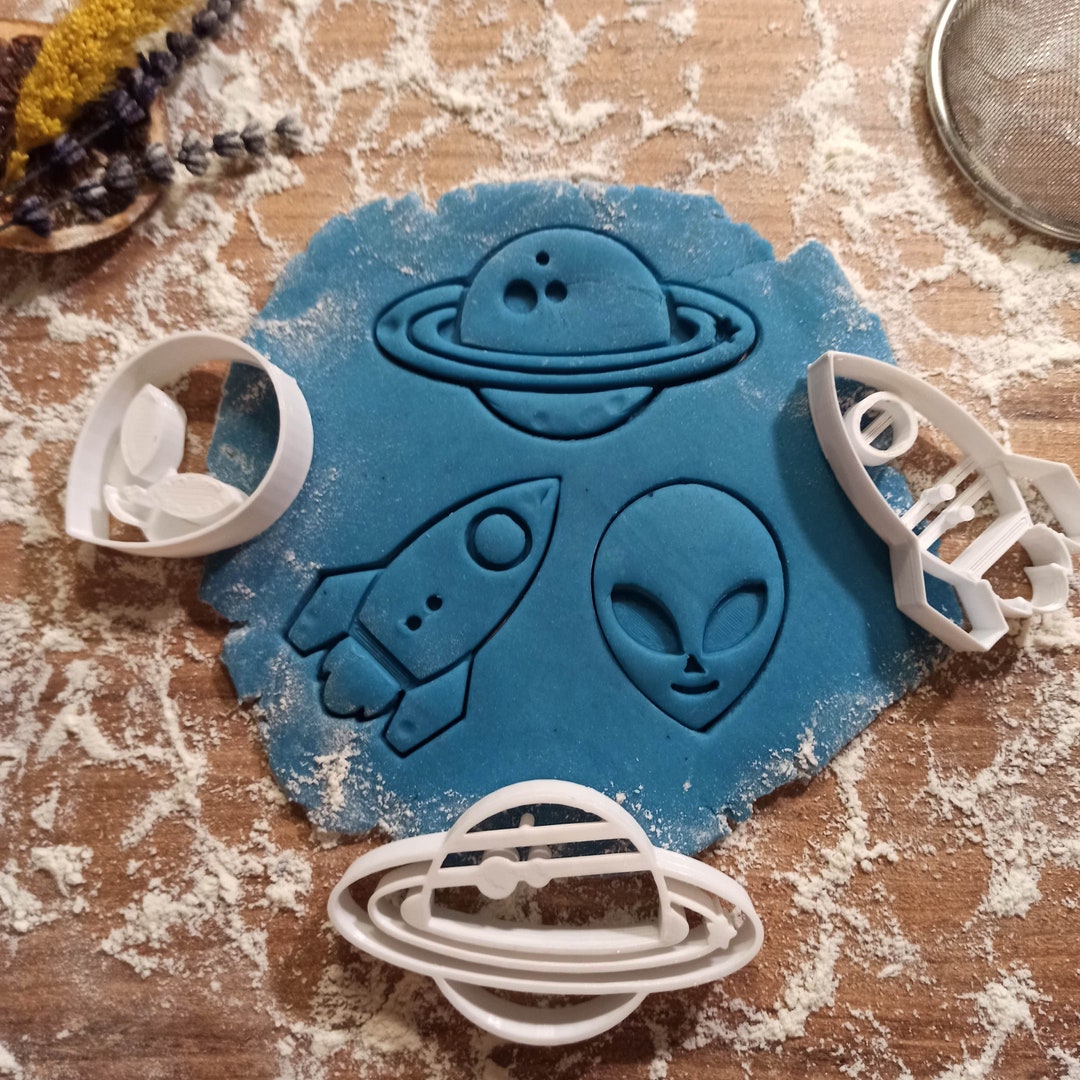 Space Theme Cookie Cutter Set; “alien - Rocket - Ringed Planet”, Gift ...