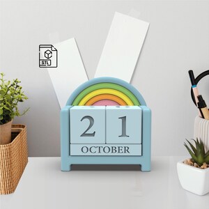 Rainbow Perpetual Desk Calendar, Small Block Calendar, Cute Pattern ...